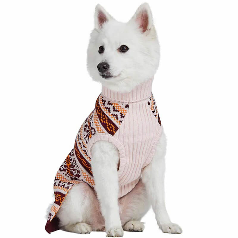 Blueberry Pet Fair Isle Dog Sweater Pink