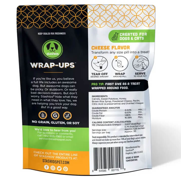 Stashios Wrap-Ups Pliable Pill Wrapper Cheese Flavor